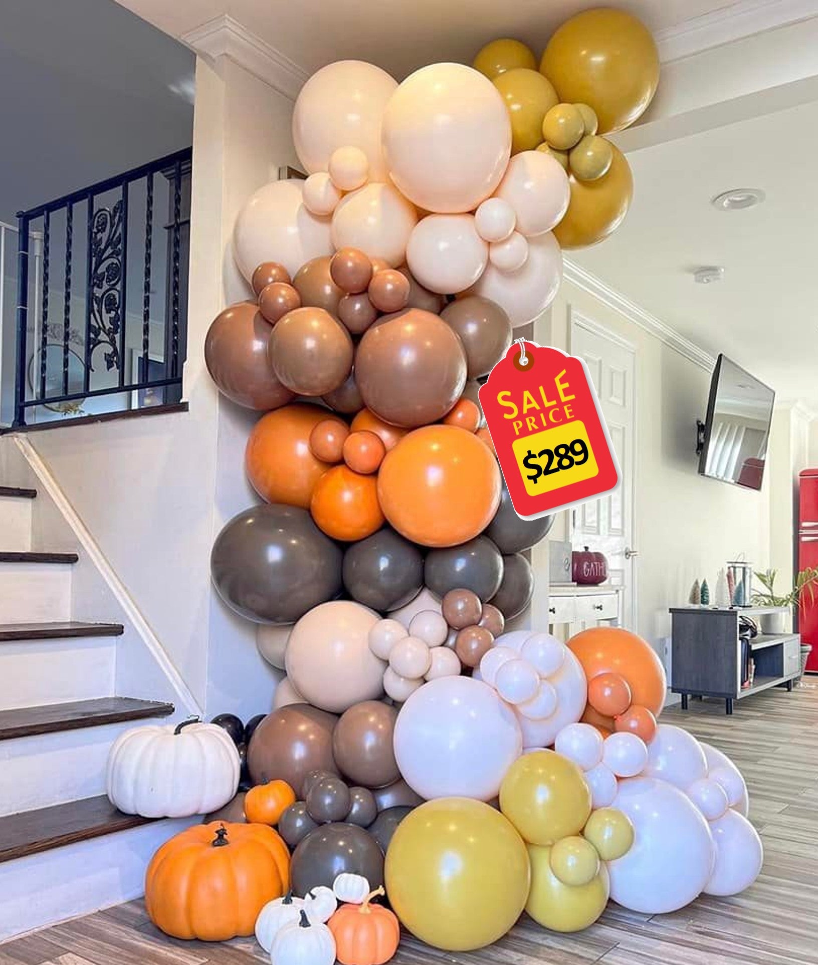 Floor to roof balloons arch thanksgiving | Orlando Party Express