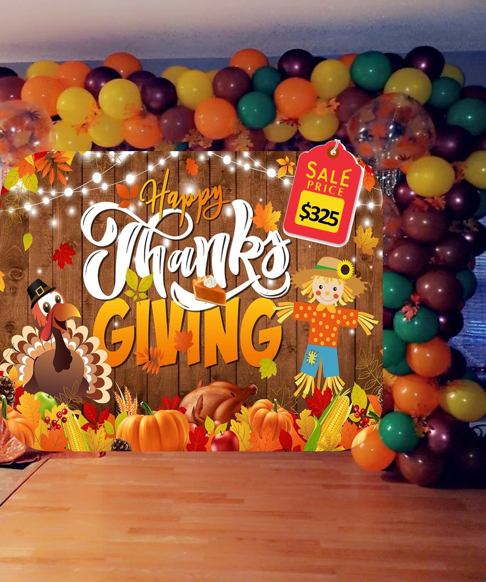 Half balloons arch and backdrop thanksgiving | Orlando Party Express